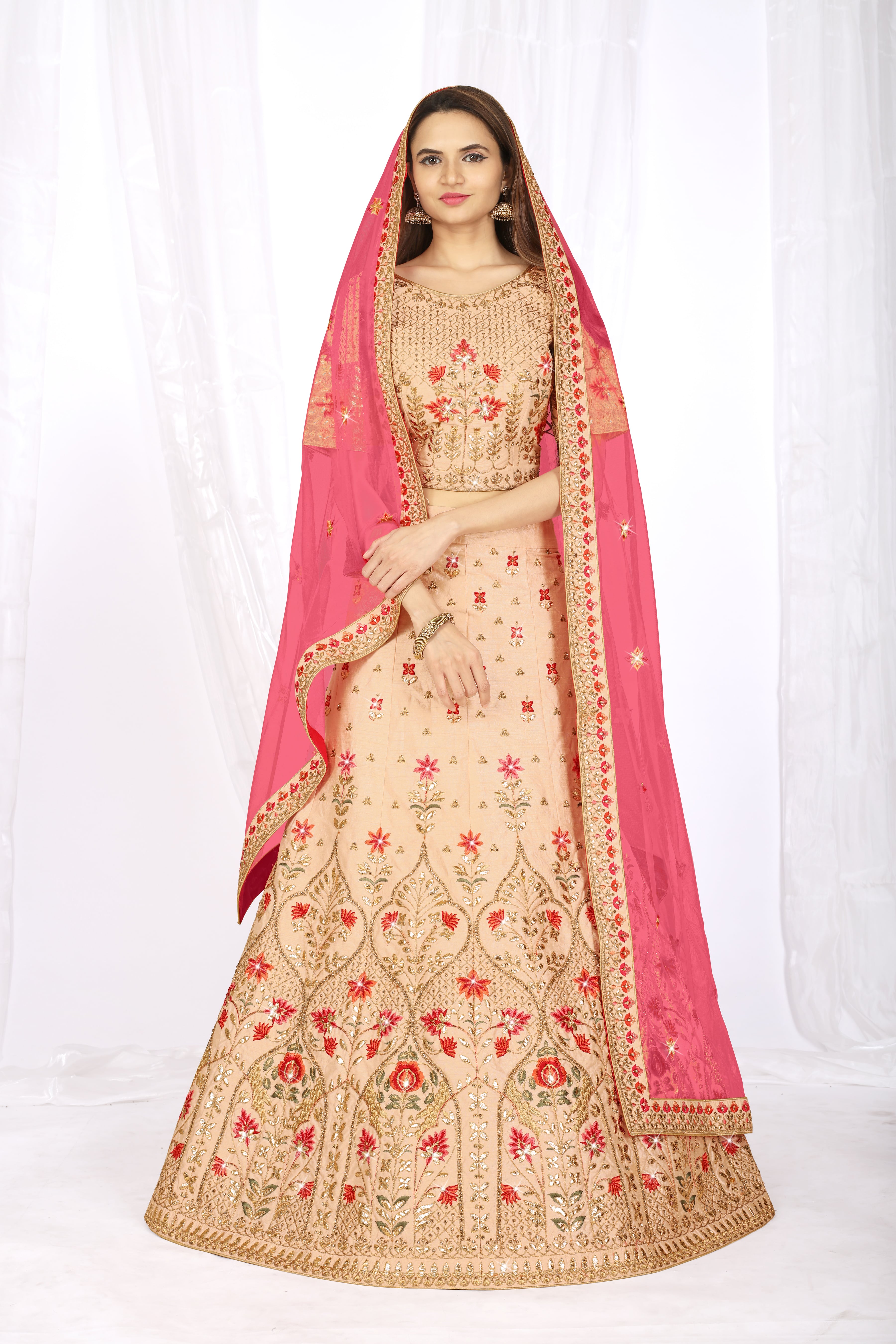 5054 Peach Designer Lehenga Choli With Expensive Dupatta