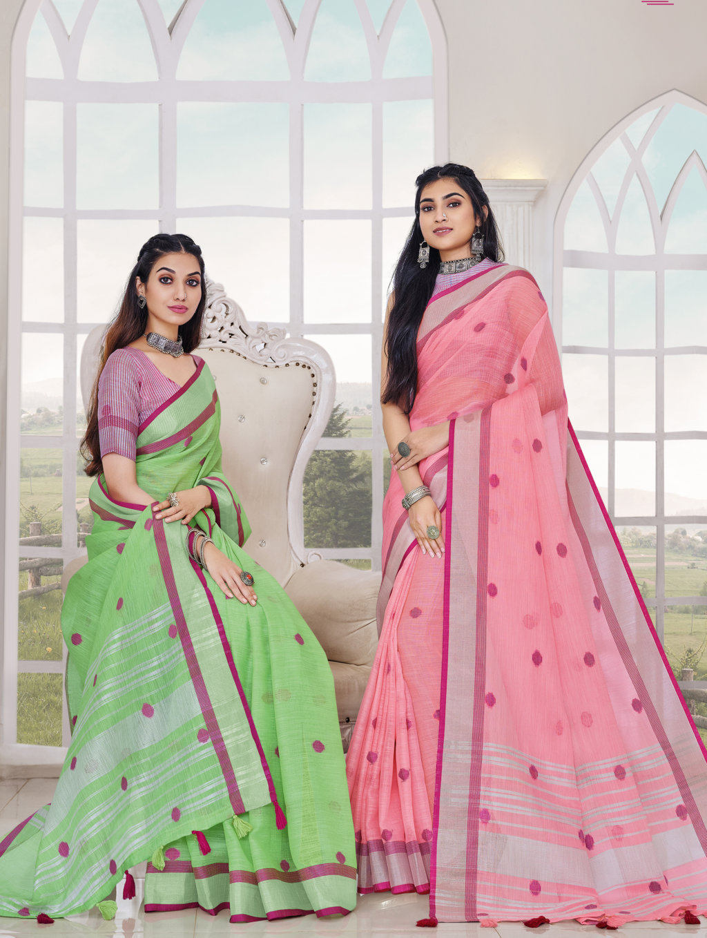 Sangam Presents Aliaa Linen Sarees Collection