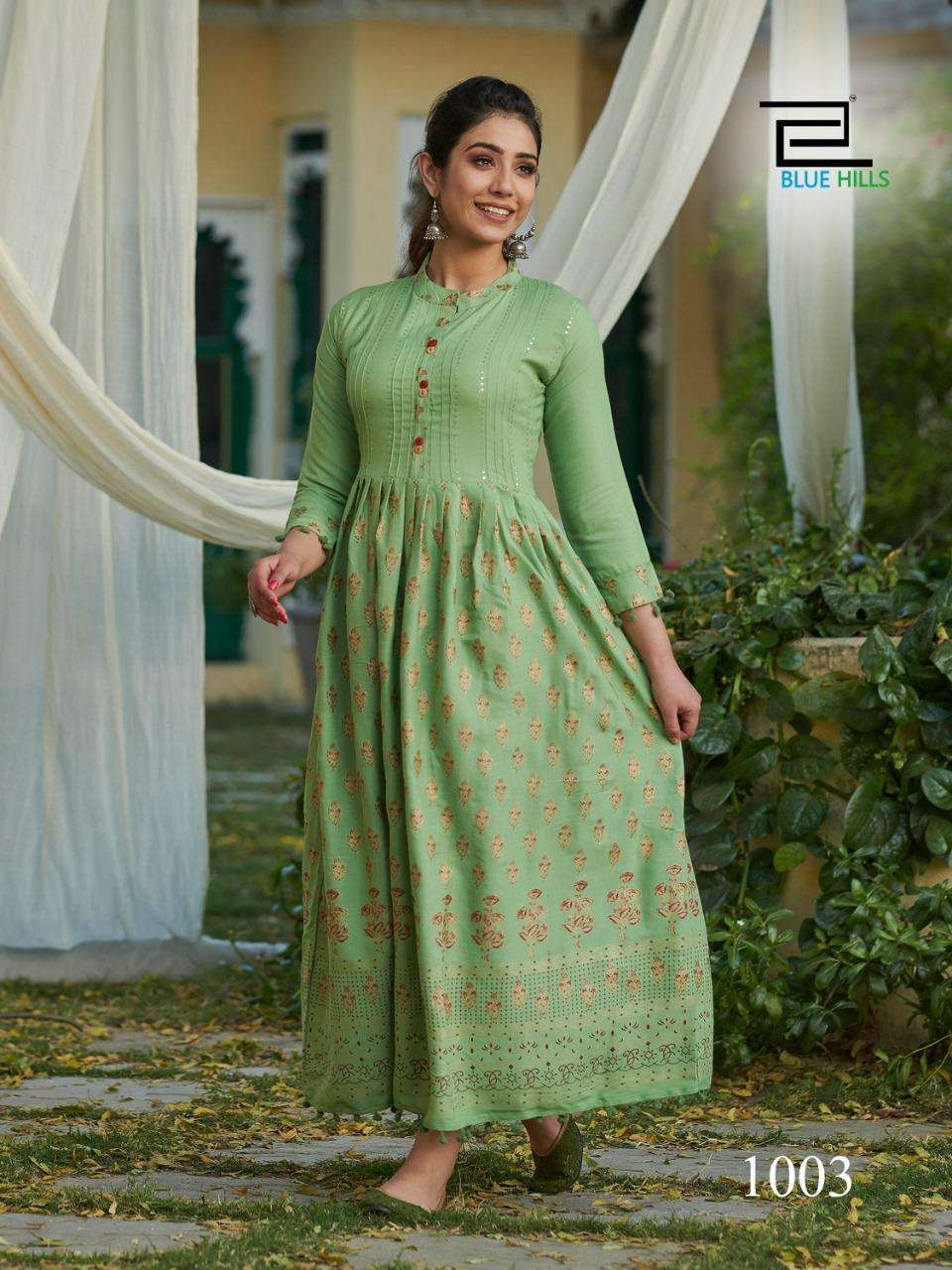 Blue Hills Pom Pom Catalog Party Wear Long Anarkali Gowns