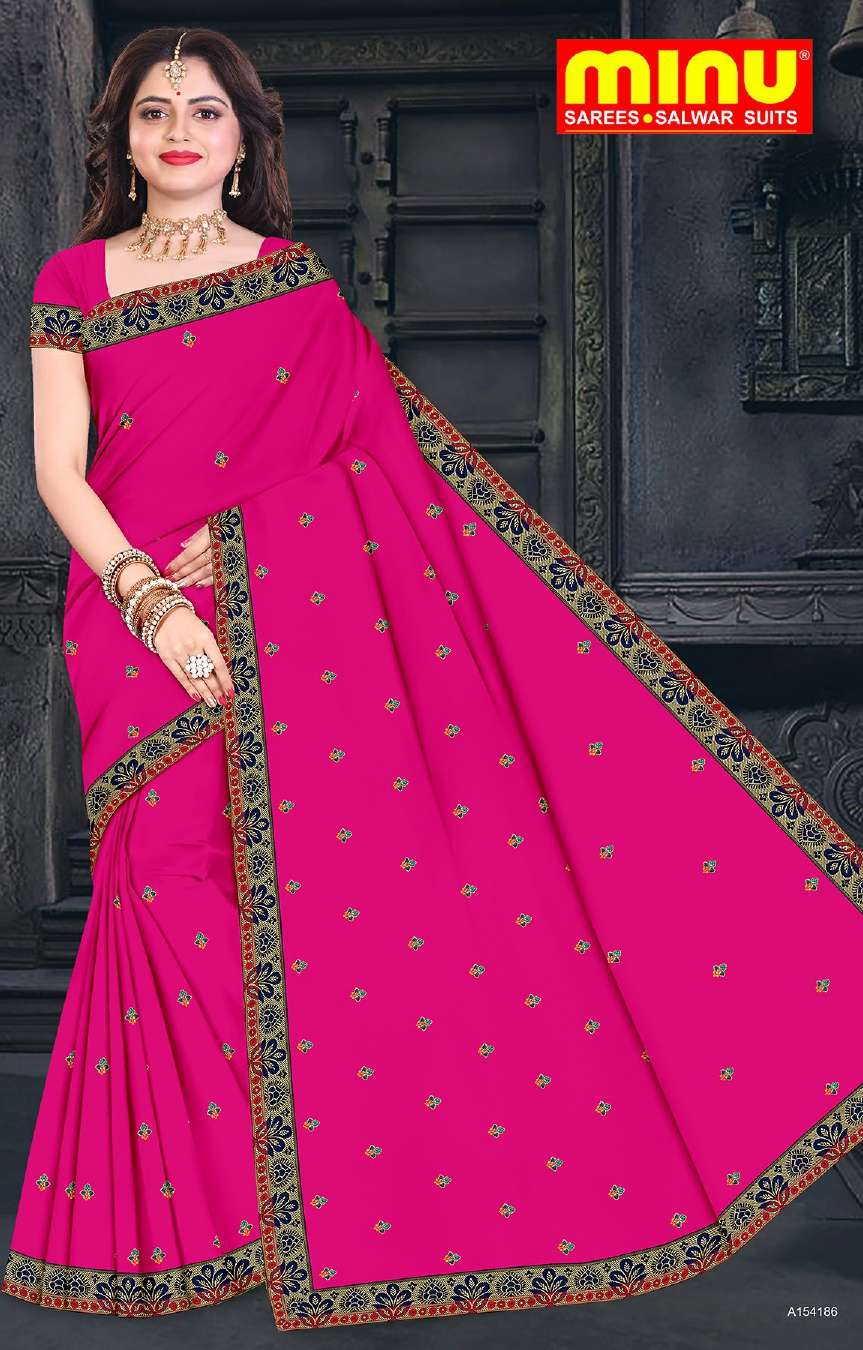 Minu BIG BASKET Premium Cotton Embroidered Saree Catalog, Pack Of 8Pcs