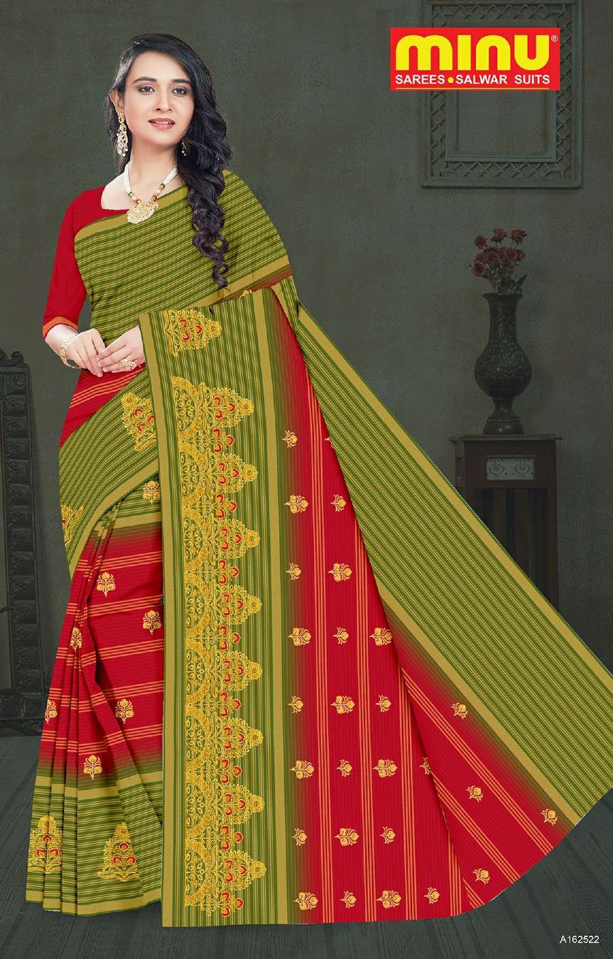 Minu WHATSAPP Premium Cotton Embroidered Saree Catalog, Pack Of 8Pcs