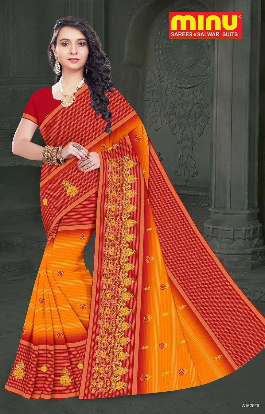 Minu WHATSAPP Premium Cotton Embroidered Saree Catalog, Pack Of 8Pcs