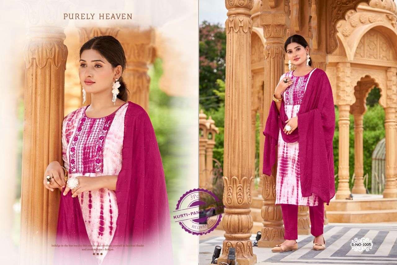 Smit Creation Hello Saburi Catalog Pure Chanderi Kurti With Bottom Dupatta Wholesale