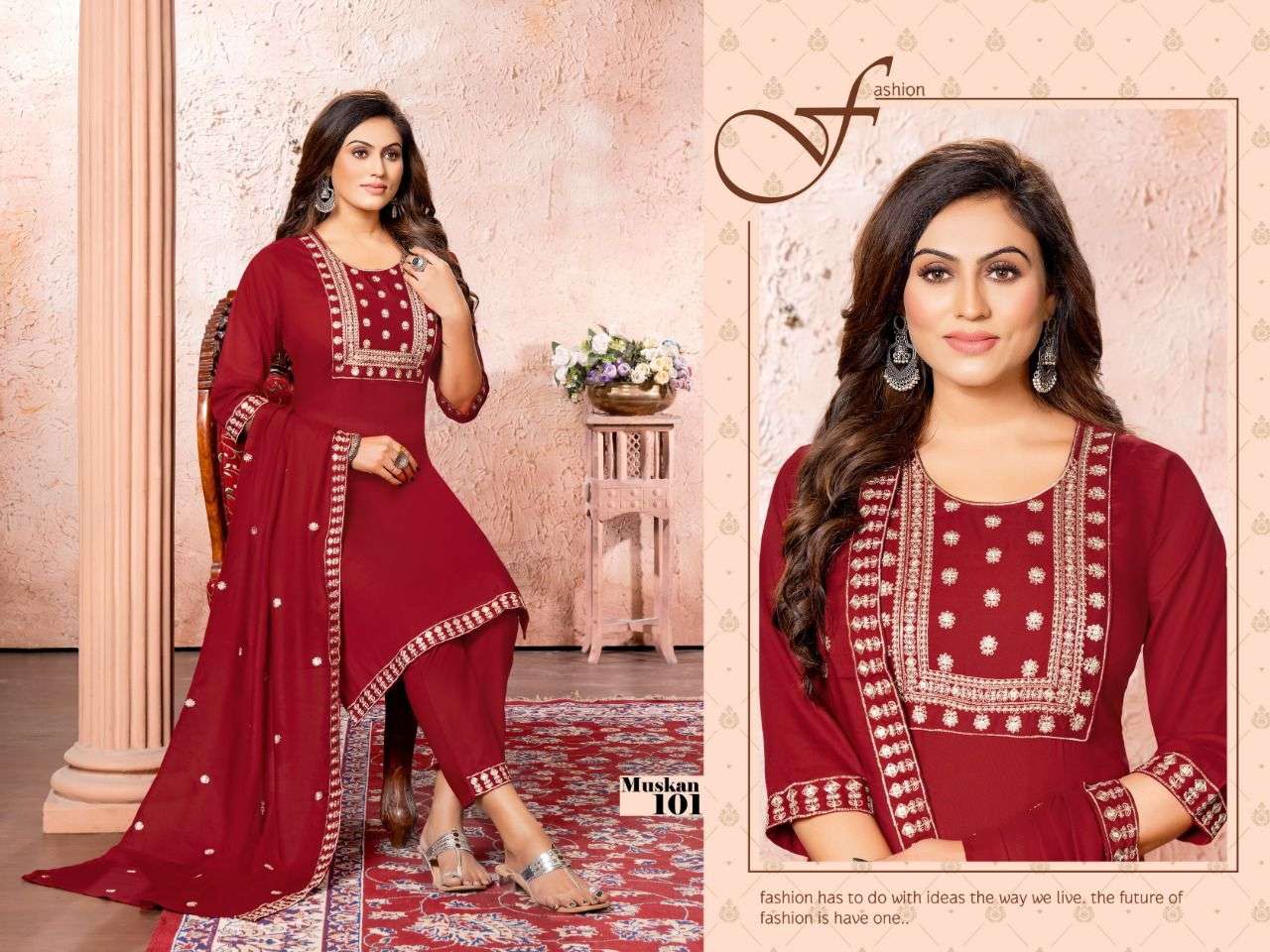 Beauty Queen Muskan Vol 3 Catalog Festive Wear Ready Made Top Bottom ...
