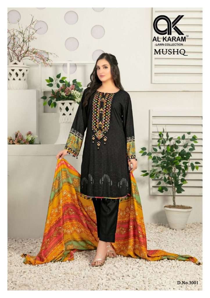 Al Karam Mushq Vol 3 Self Embroidery Pakistani Suit Collection On Wholesale